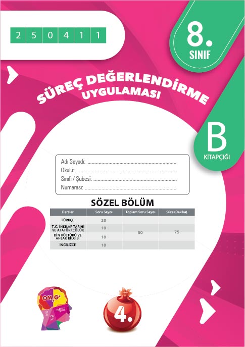 NARTEST YAYINEVİ . Omage 8. Sınıf Süreç Değerlendirme Nisan B Sözel Kod ...
